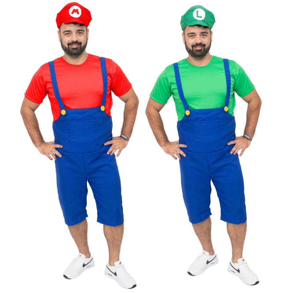 Fantasia Masculina Cosplay Adulto Mario Luige Encanador Carnaval ...