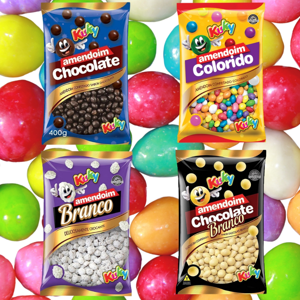 Amendoim Confeitado Crocante 400g Kuky | Shopee Brasil
