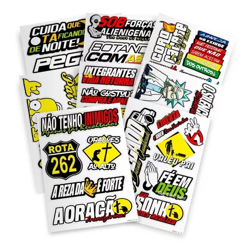 Kit 8 Super Cartelas De Adesivos Carro Moto Caminhão Bike A | Shopee Brasil