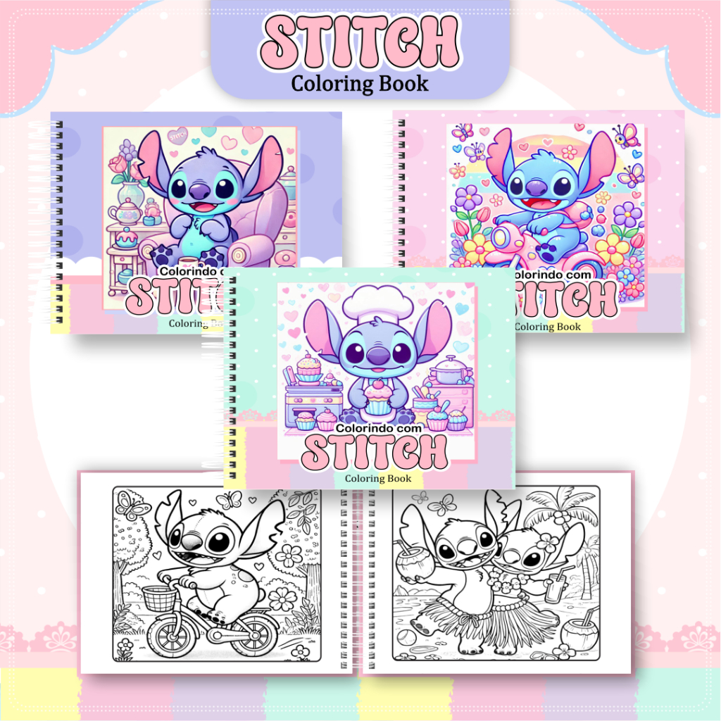 Livro de Colorir 50 desenhos Stitch / Capivara / One Piece / Princesas ...