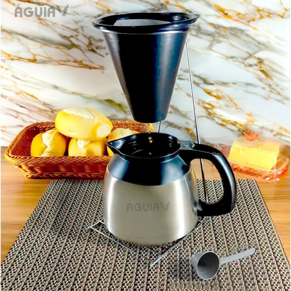 Coador de Café Grande com Suporte em Aço Cromado 33cm e Colher Medidora ...