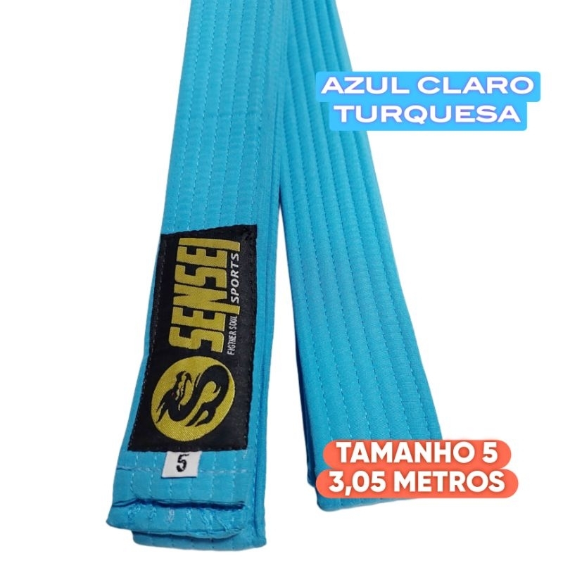 FAIXA AZUL TURQUESA TAMANHO 5/ 3,05 KARATE TAEKWONDO JUDÔ | Shopee Brasil