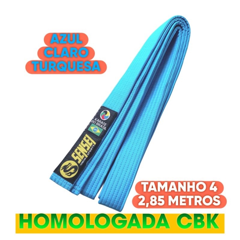 FAIXA AZUL CLARO TAM. 4 / 2,85 METROS - HOMOLOGADA CBK PARA ATLETAS ...