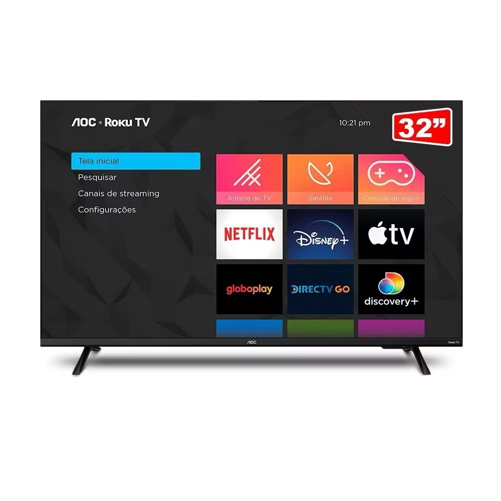 Smart Tv LED Hd 32 Polegadas AOC Sistema Roku TV Wi-Fi HDMI | Shopee Brasil