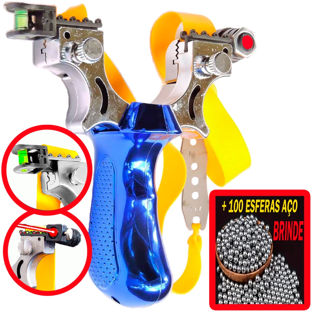 Estilingue Laser S46 + 100 Esferas Aço Atiradeira Bodoque Baladeira ...