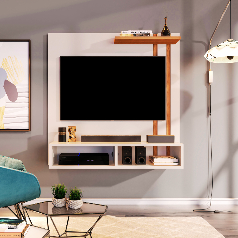 Painel Para Tv Suspenso Até 32 Polegadas Nicho e Prateleira Para Parede ...