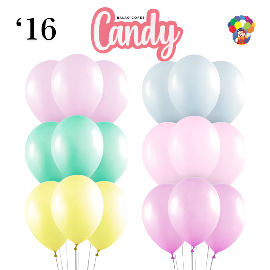 Balões Candy Color Colorido Redondo Profissional - 12 Unidades - Polegadas 16'' | Shopee Brasil