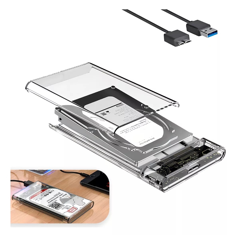 Case Para Hd Externo Transparente Usb 3.0 Sata 2.5 Notebook | Shopee Brasil