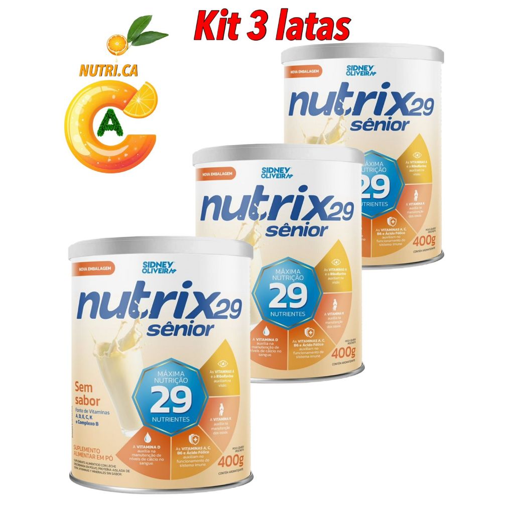 Kit 3 Nutrix Senior Sem Sabor Complemento Alimentar 400g (cada ...