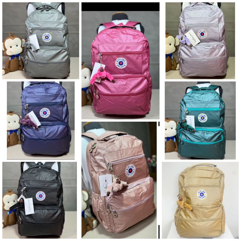 Mochila kipli escolar metalizada importada ótimo acabamento impermeável grande várias ...