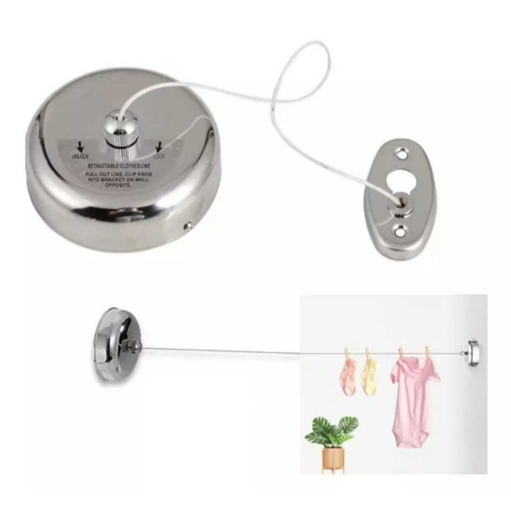 Varal Retrátil em Aço inox cromado Distancia do Varal 2,70 M | Shopee ...
