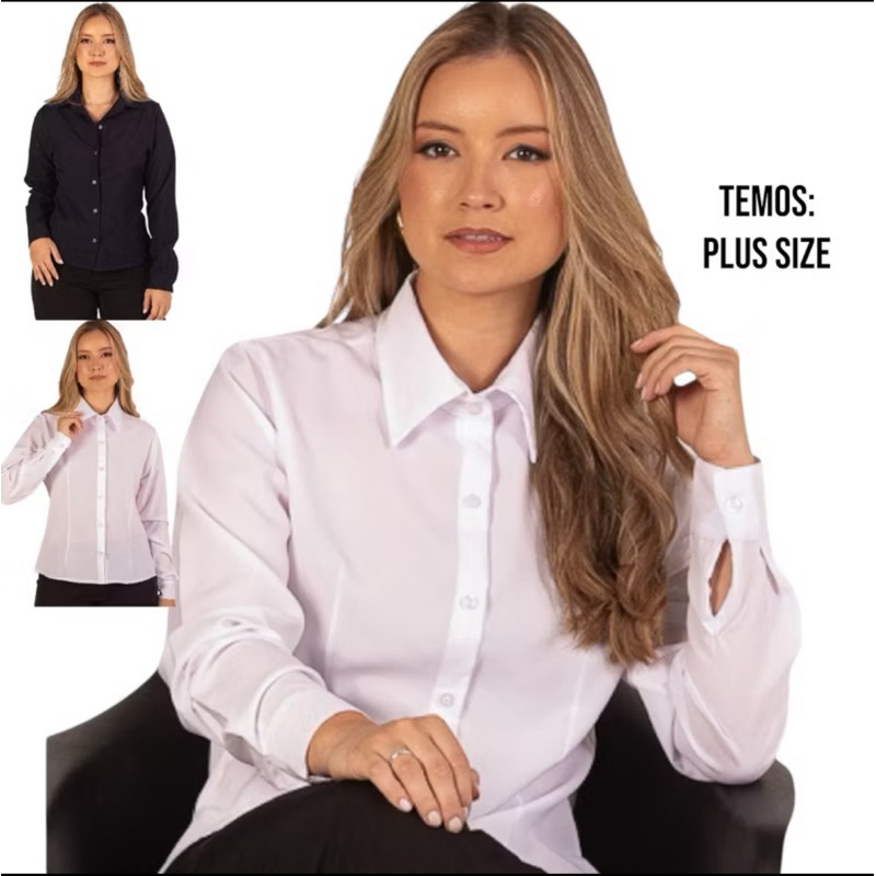 Blusa social feminina manga longa. | Shopee Brasil