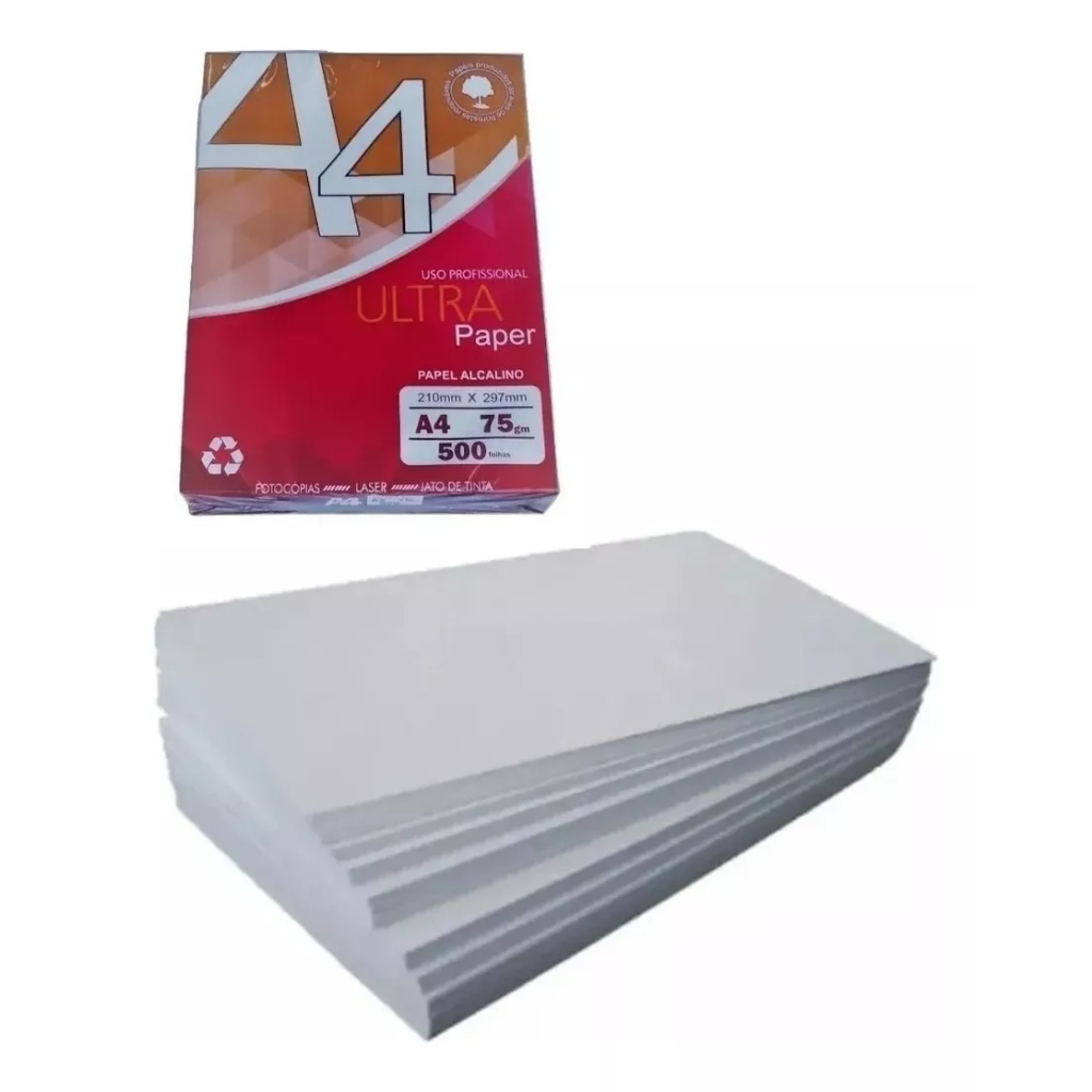 Papel Sulfite A4 Ultra Paper Cor Branco Resma 500 Folhas | Shopee Brasil