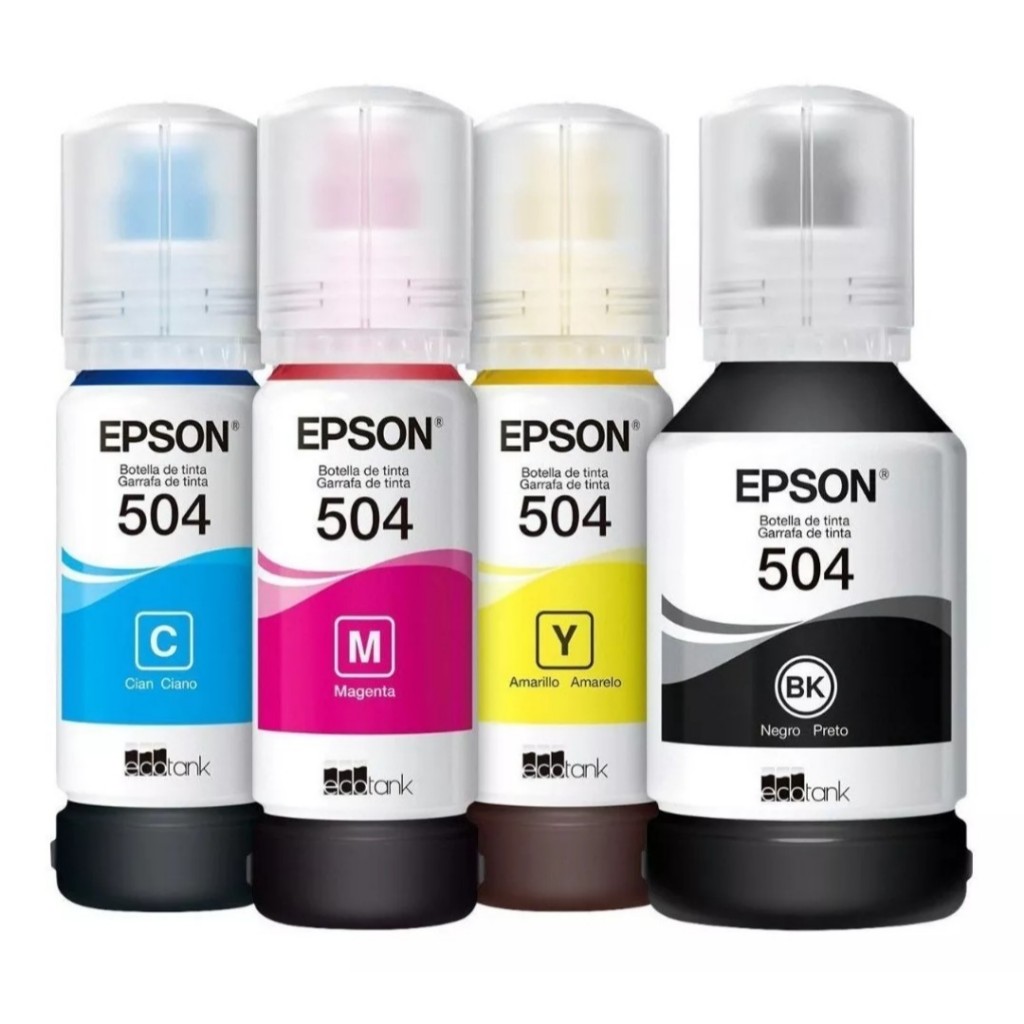 Kit 04 Tinta Original Epson L4260 L4160 L6191 L6171 T504 B Y C M | Shopee Brasil