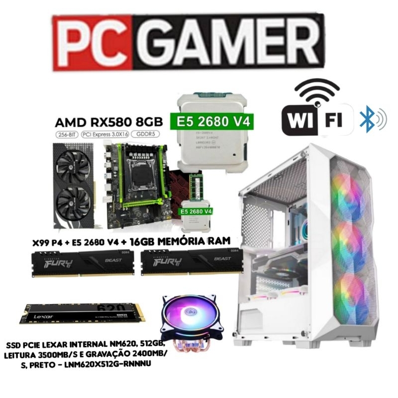 PC Gamer - Processador Intel Xeon E5 2680V4 - RX 580 8GB - SSD NVME ...