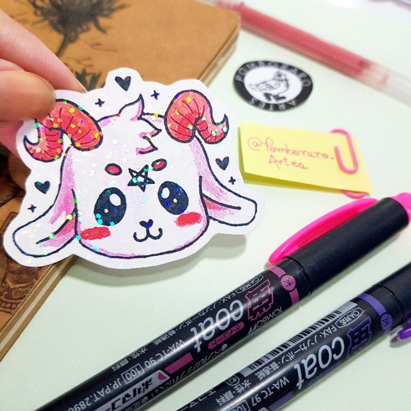Adesivo decorativo sticker fofo bode baphomet 1 unidade | Shopee Brasil
