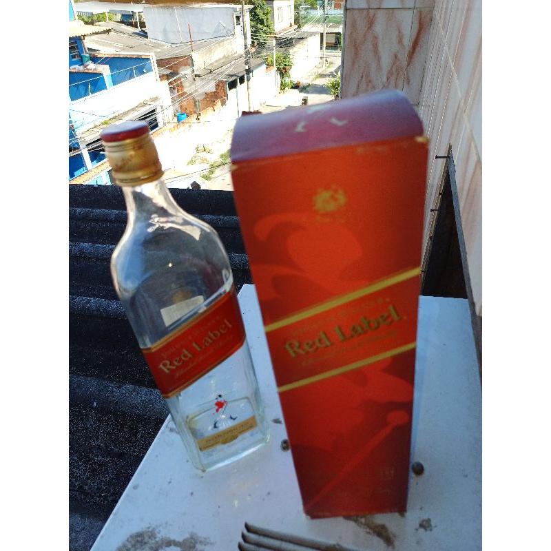 garrafa de Red label 1 litro com caixa e tampa | Shopee Brasil