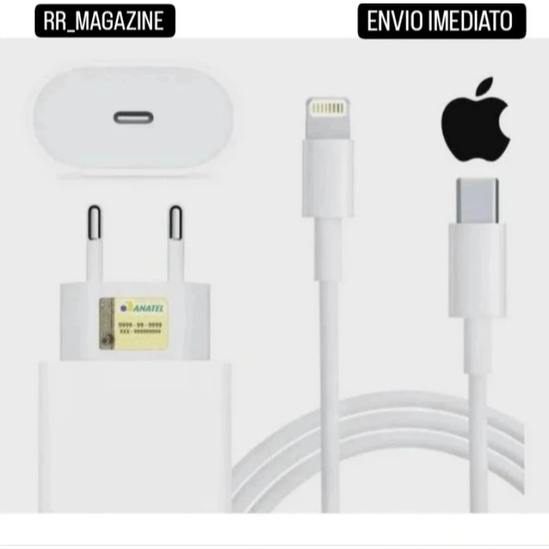 Kit Carregador De iPhone Fonte com Cabo branco Carregamento Rápido 1m ...