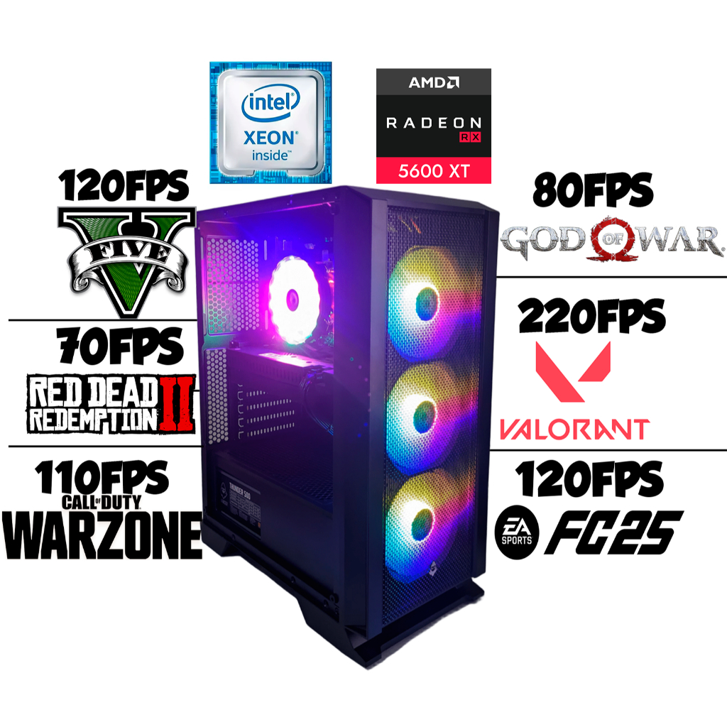 Pc Gamer Roda Tudo Rx 5600XT + Xeon 2667-V3 + 16Gb de ram DDR4 + 512Gb ...