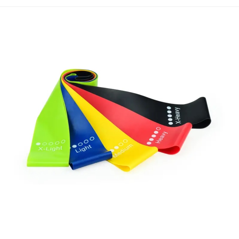 JOGO COM 5 FITAS FAIXAS ELASTICAS 5 NIVEIS 30CM PARA TREINO MUSCULACAO ...