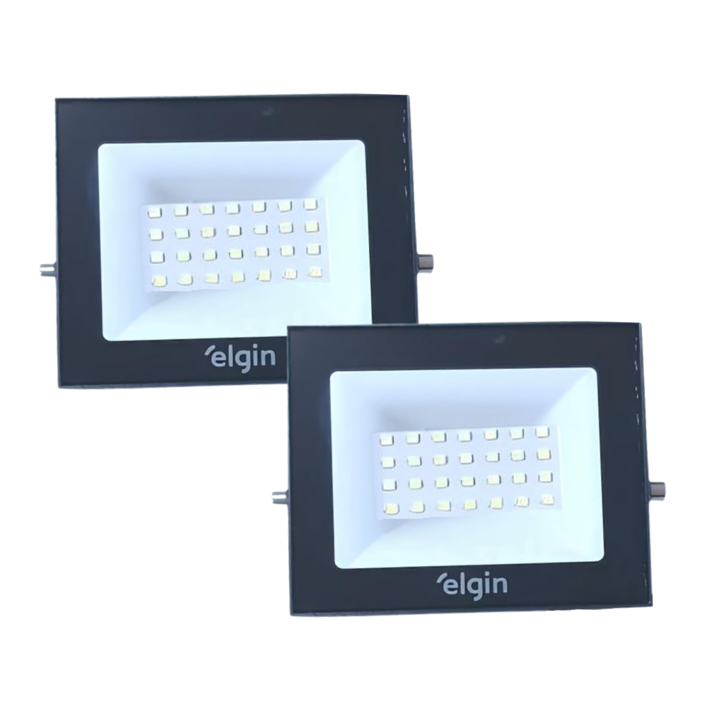 Kit 2 Refletores Led Elgin 50w Branco Frio (luz branca) 6500k Bivolt Econômico | Shopee Brasil