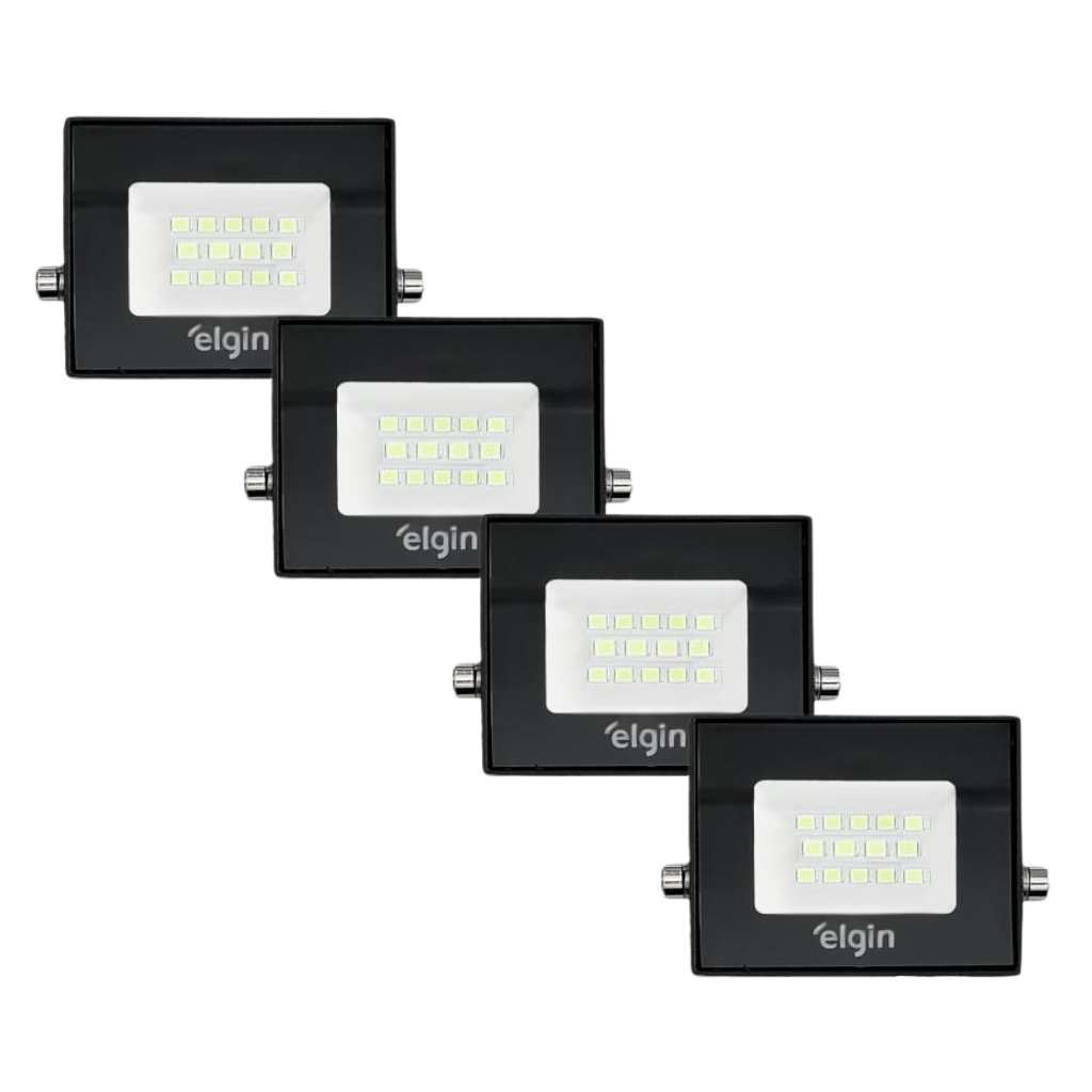 Kit 4 Refletores Led Elgin 30w Branco Frio (luz branca) 6500k Bivolt Econômico | Shopee Brasil