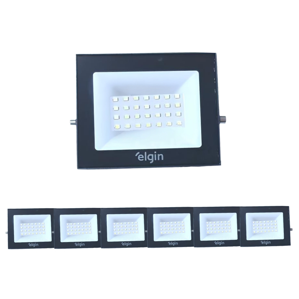 Kit 7 Refletores Led Elgin 50w Branco Frio (luz branca) 6500k Bivolt Econômico | Shopee Brasil