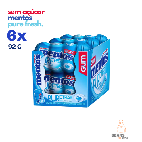 Chiclete Mentos Big Pure Fresh Menta Caixa Com 6 Garrafas Sem Açúcar ...