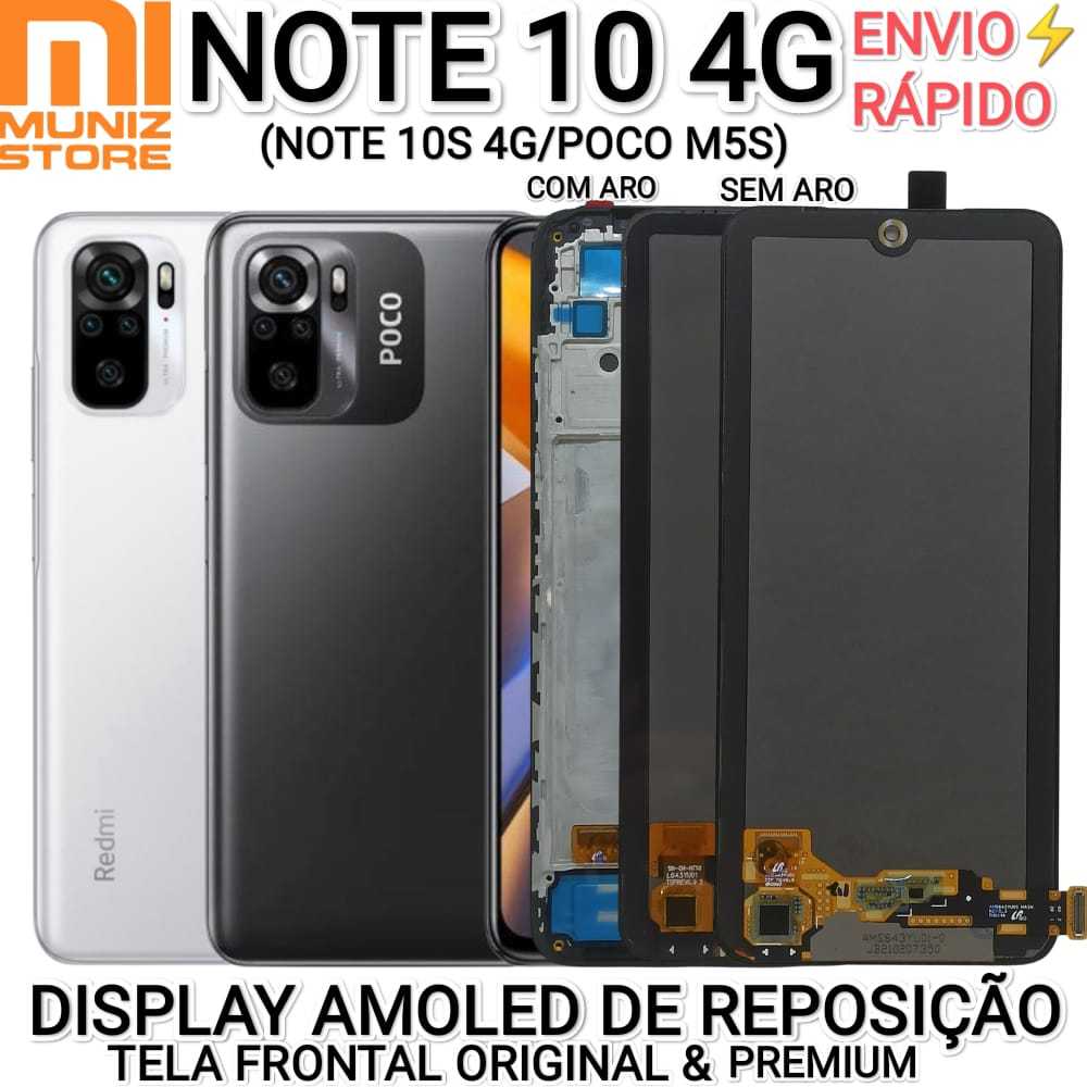 Frontal Redmi Note 10/10S 4G/Poco M5S Tela Original Display Premium Amoled Com Sem Aro Chassi ...