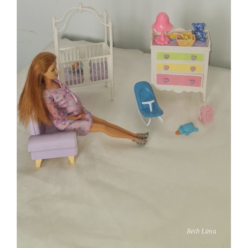 Boneca Barbie Midge Happy Family Mattel grávida com barriga bebê e ...