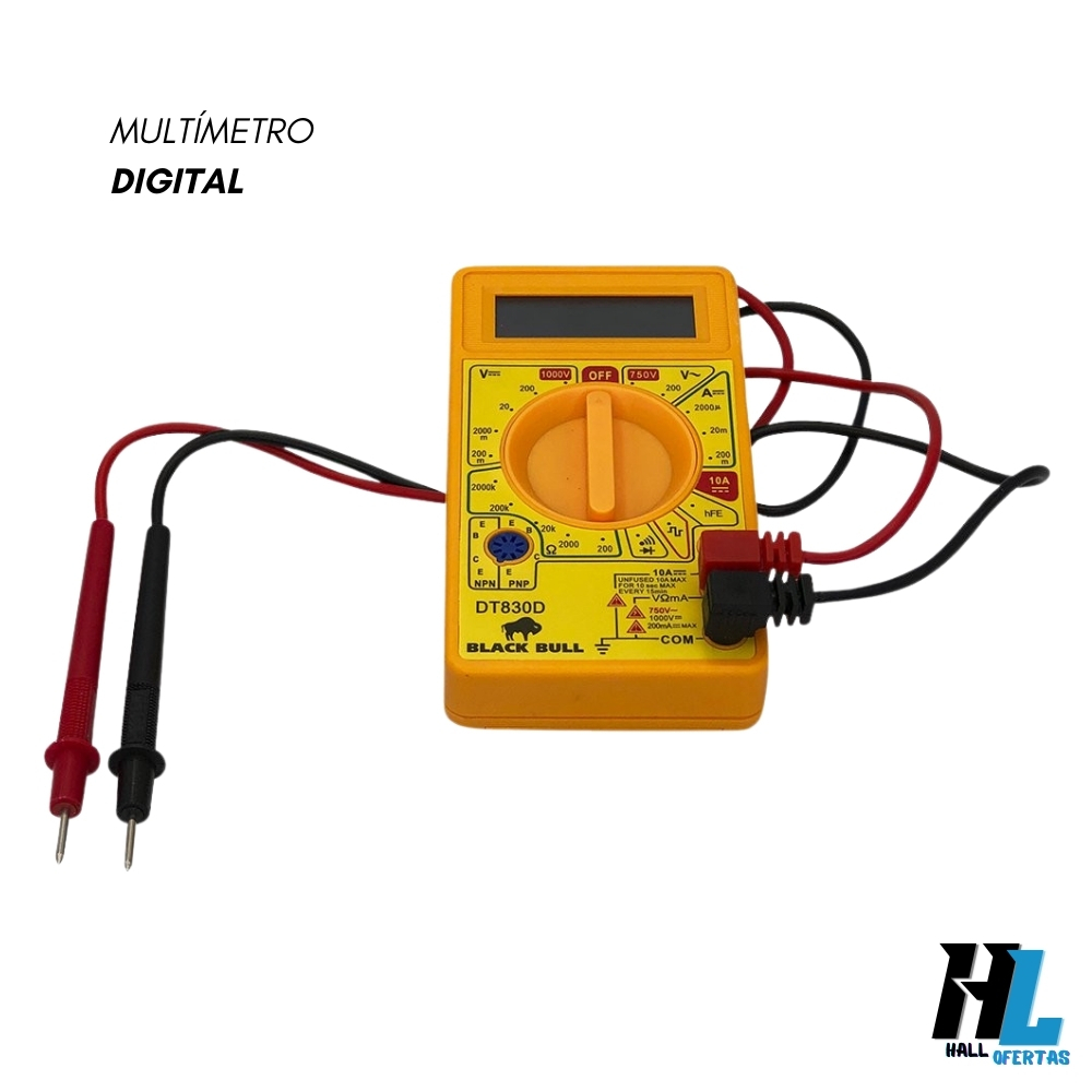 Multímetro Digital DT-830 Black Bull com 1 Par de Ponta de Teste e ...
