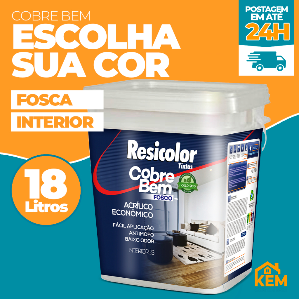 Tinta Acrilica Economica Fosca Cobre Bem para Parede Interna 18 Litros ...