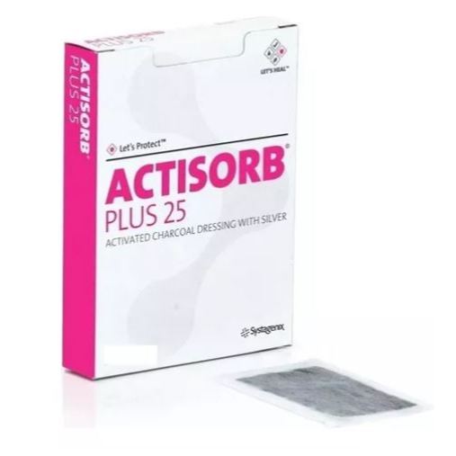 Curativo ACTISORB PLUS 25 - 10,5x10,5 cm - Carvão ativado com Prata ...