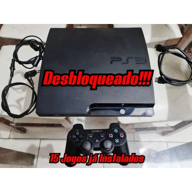 Ps3 Playstation 3 Slim 160GB Desbloquead Hen + 15 Jogos Detalhe!! Leia O Anúncio!! | Shopee Brasil
