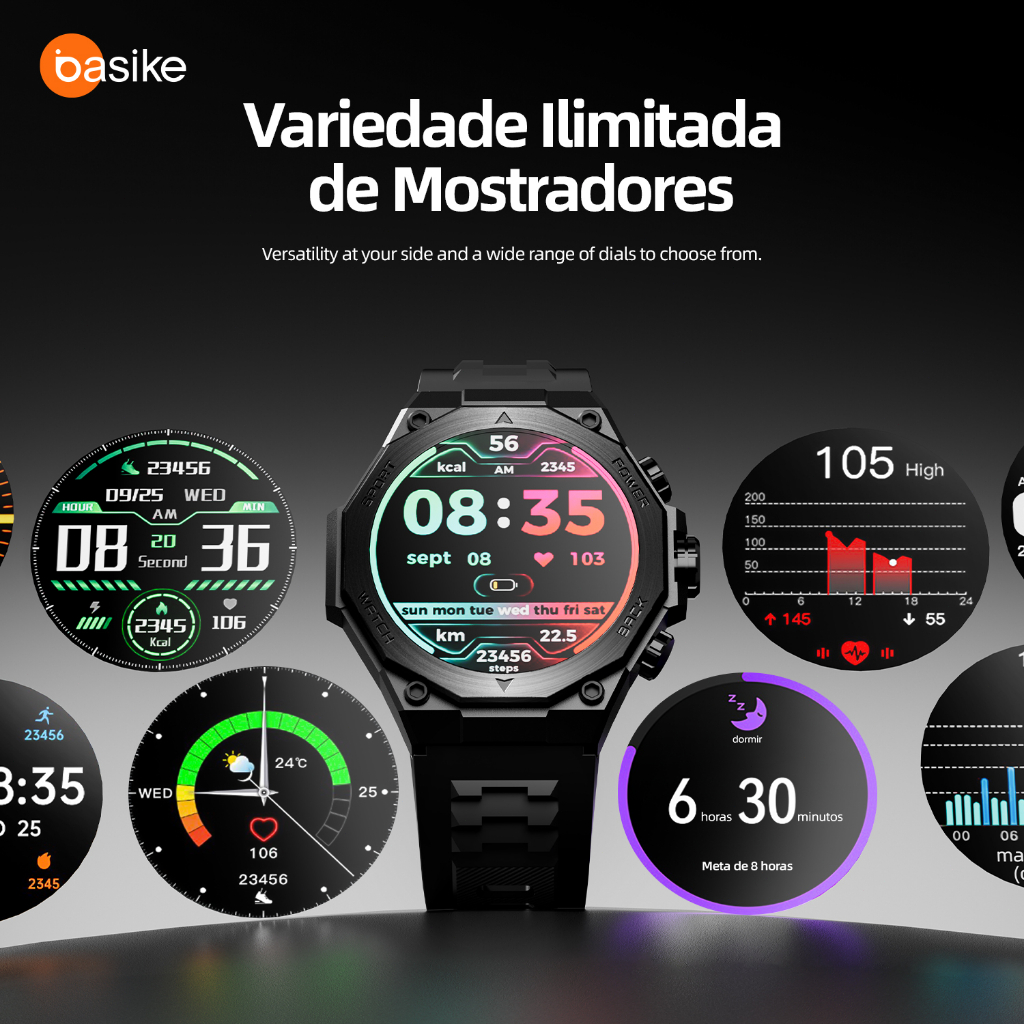 Basike Relógio Smartwatch Men Esportivo Pro Max Ultra Amoled Ip67 W76 | Shopee Brasil