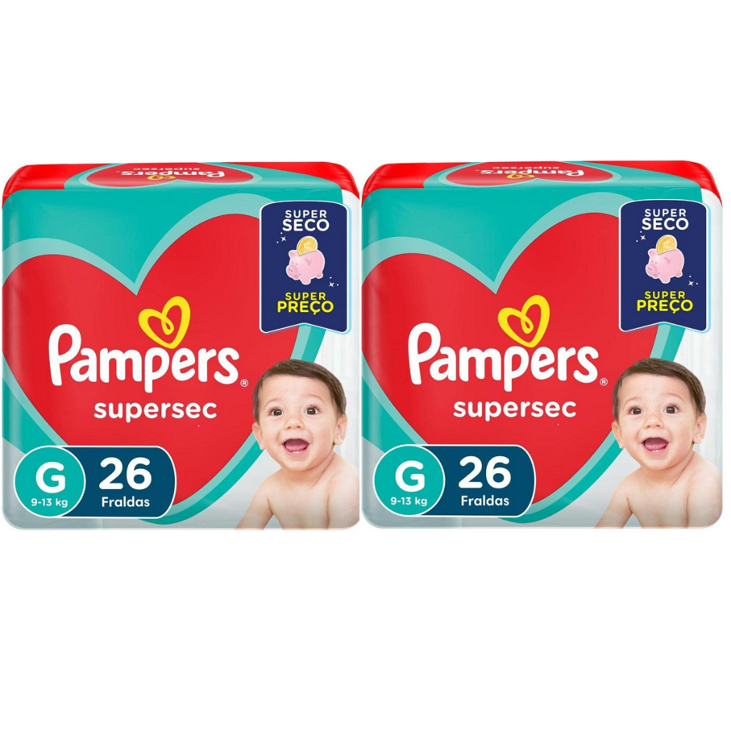 KIT COM 52 FRALDAS PAMPERS SUPERSEC TAMANHO G | Shopee Brasil