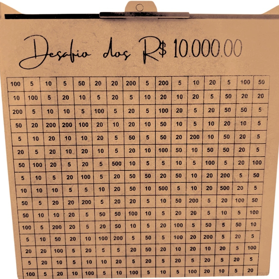 CAIXA DE 10MIL DESAFIO DOS 100 DEPOSITOS EM MDF CRU. GUARDE 10 MIL ...