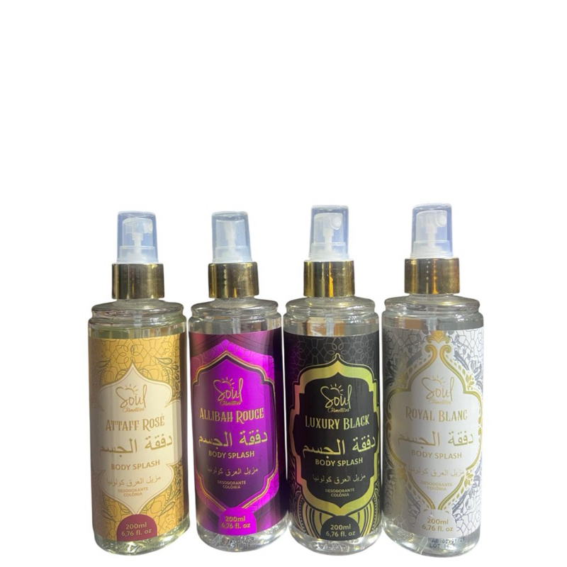 KIT 04 BODY SPLASH ARABE FEMININO SOUL DESODORANTE COLONIA PERFUME CORPORAL - ROYAL , LUXURY ...