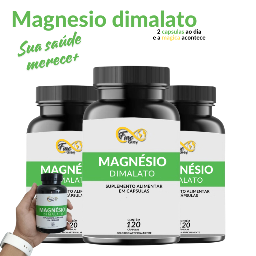 MAGNESIO DIMALATO 1FRASCO - 120 capsulas 500gm (SAUDE SUPLEMENTO VITAMINICO E ALIMENTAR ...