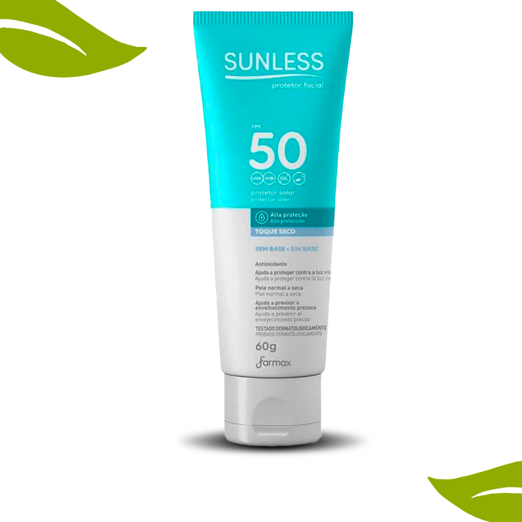 Protetor Solar Facial Sunless Farmax FPS50 Toque Seco (Sem Cor) 60g ...