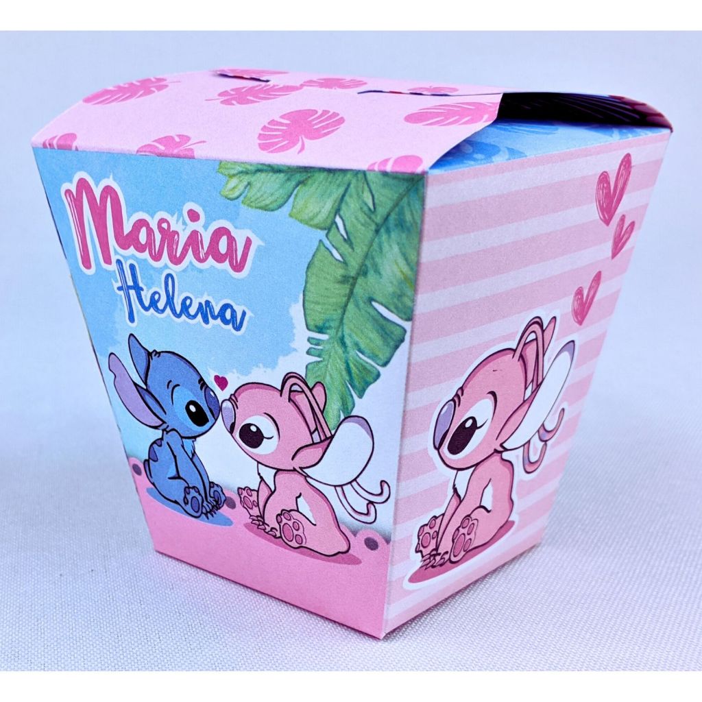 Kit 10 a 50 Caixinhas Stitch e Angel Sushi Personalizada Papel Offset ...