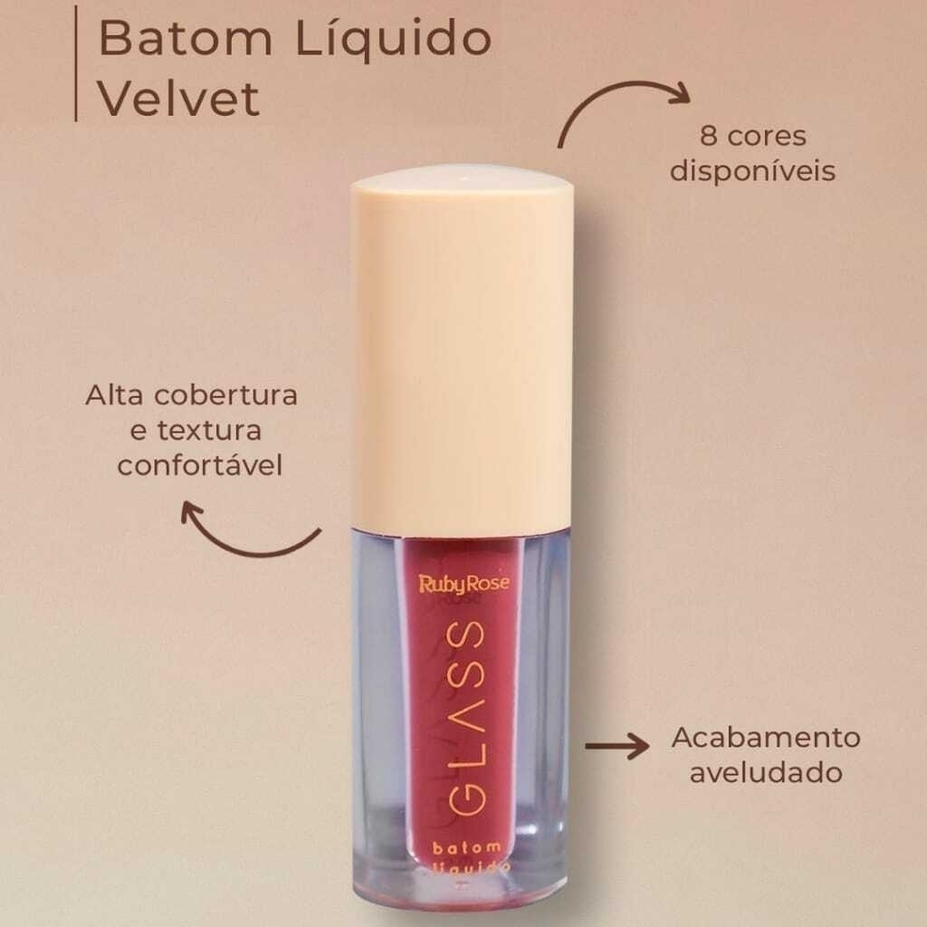 Batom Liquido Velvety Glass Ruby Rose | Shopee Brasil