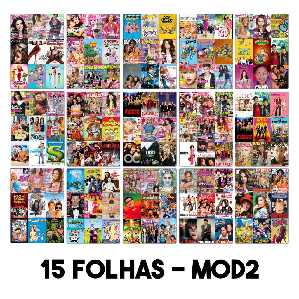 Pôster Decoração de Festa Collage Painel de Revistas Filmes Séries dos ...