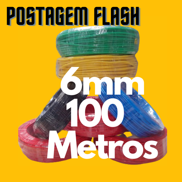 Fio Cabo Elétrico 6mm 100 metros PRETO | Shopee Brasil