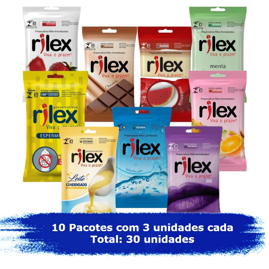 Camisinha Preservativo Rilex Mix De Sabores Caixa 30 Unidades 10x3 ...