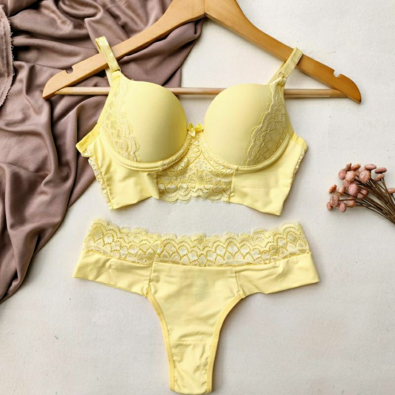 Conjunto Lingerie Cropped Renda Com Bojo - Moda Íntima! | Shopee Brasil