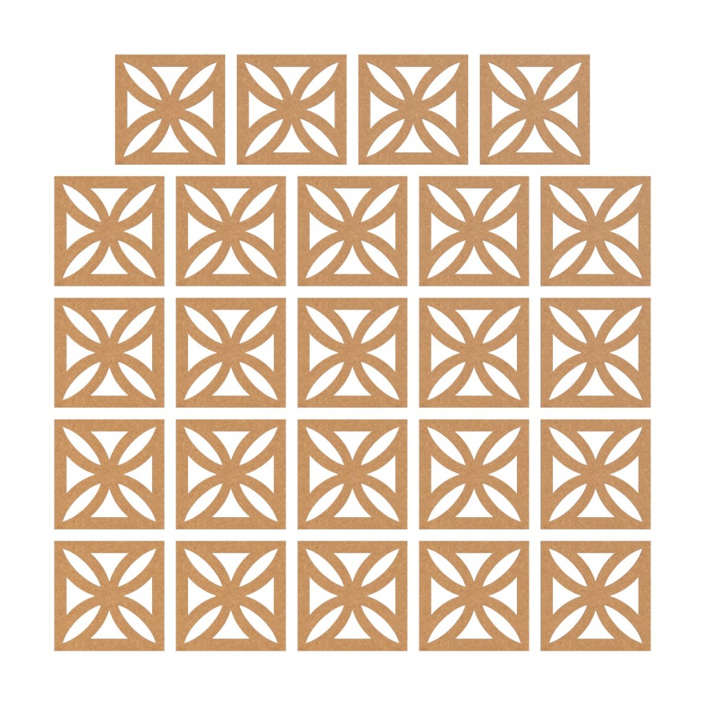 Kit 24 Placas Módulos P/divisória De Ambiente Biombo 29X29 cm Mdf Cru ...