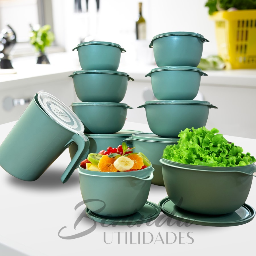 Kit Potes Hermeticos Redondos Com Alça 10 Potes + 1 Jarra 2.800ml ...