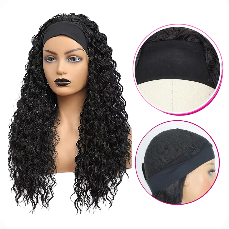 WIG PERUCA LACE CACHEADA COM FAIXA PRETA FIBRA IDÊNTICA AO CABELO ...