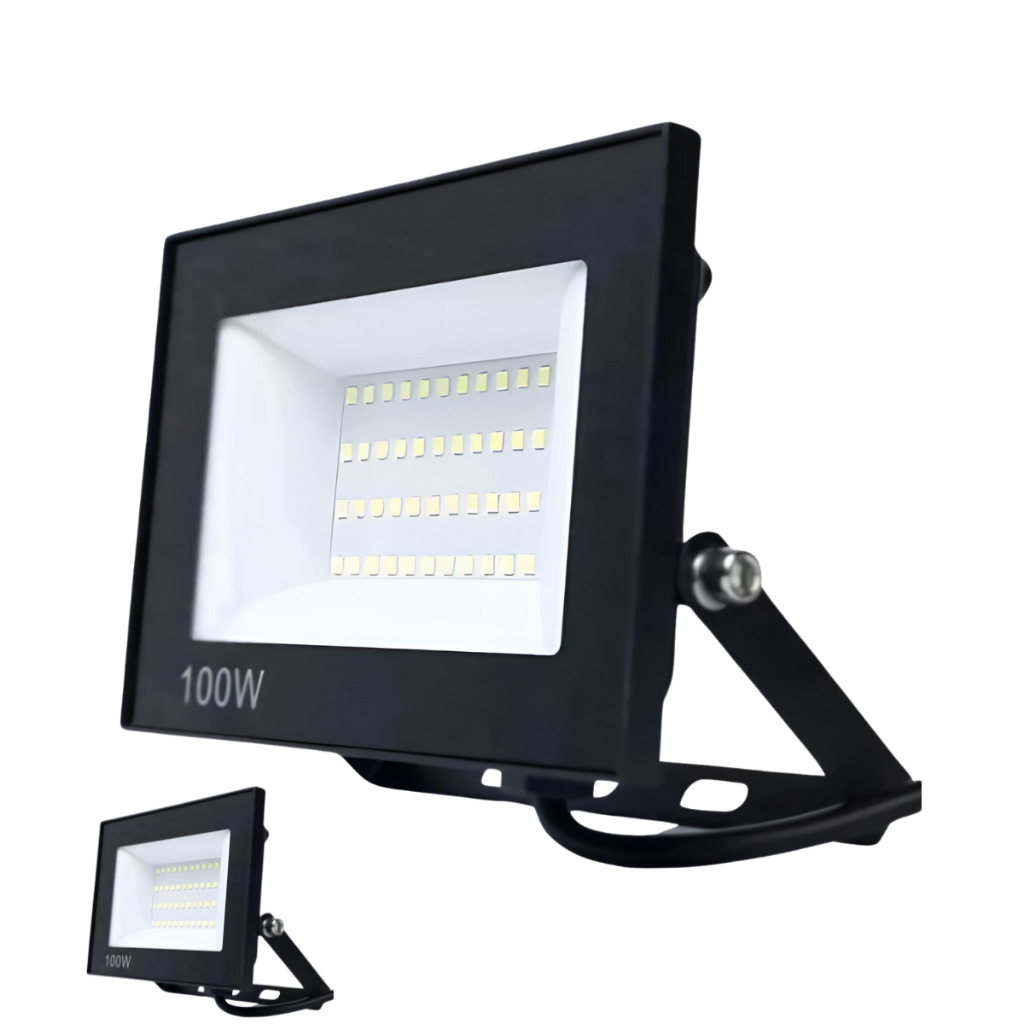Kit Holofote Refletor Led 100W Branco frio 6500K Mini Bivolt Proteção ...